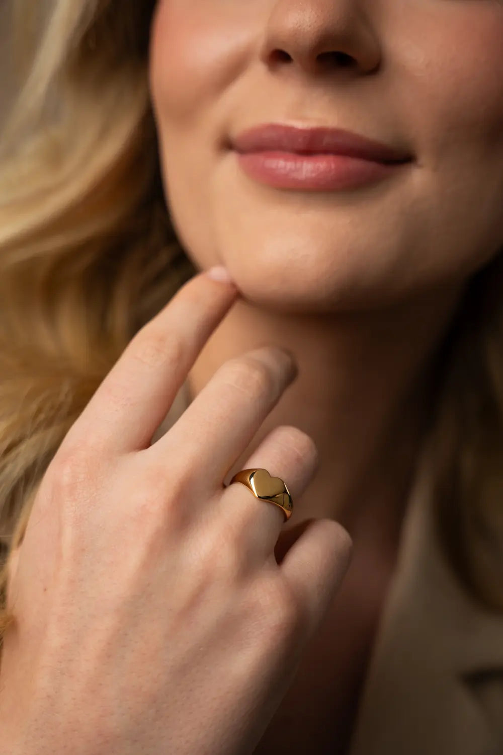 Heart & Soul Signet Ring 18K Gold Plated