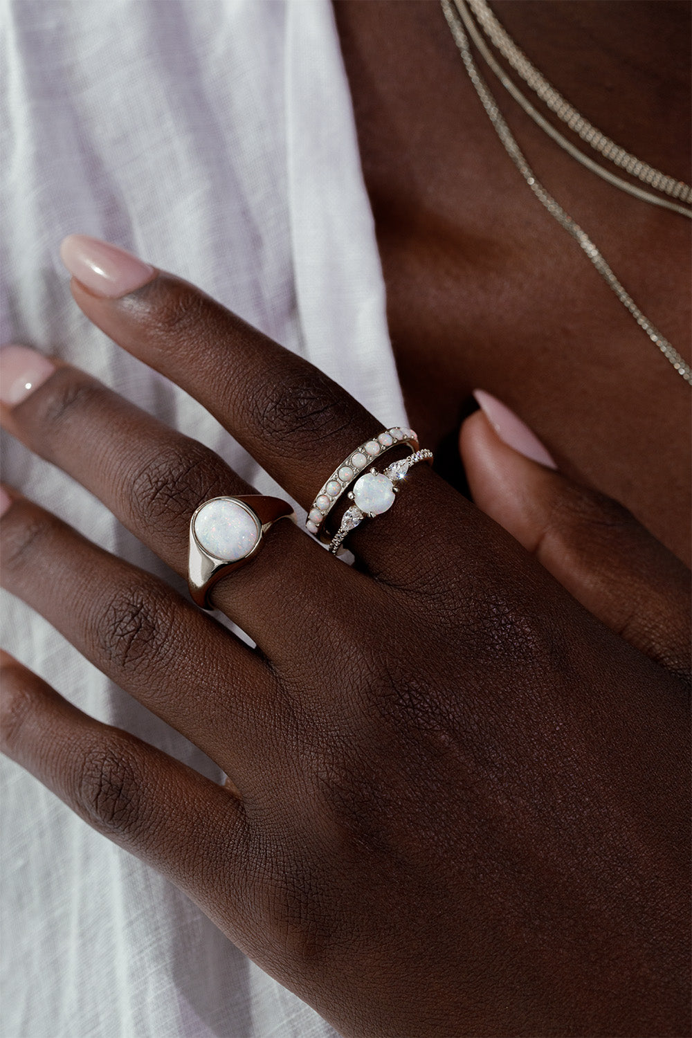 Sparkling Opal Hope Ring Silver